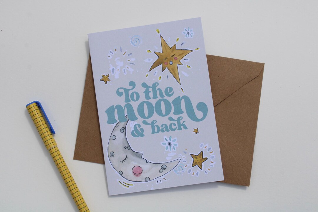 Star and Moon Greetings Card, Unisex Baby Shower Card for New Parents ...