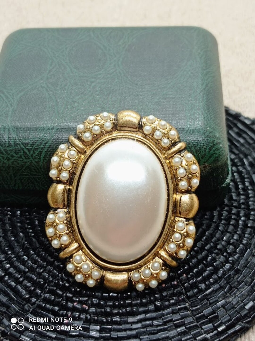 Agatha Paris Vintage Brooch 90s, Oval Brooch With Large Mother-of-pearl ...