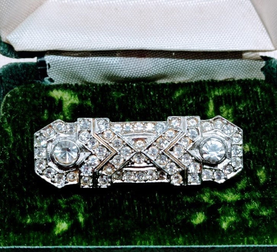 Sphinx Vintage Rectangular Sparkling Art Deco Brooch, Vintage 70s ...