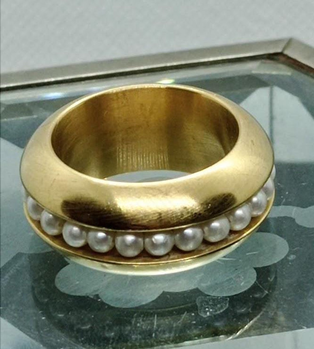 90s Design Wedding Ring Signed Kado Rhomberg Jewelry Gold Plate Ring ...