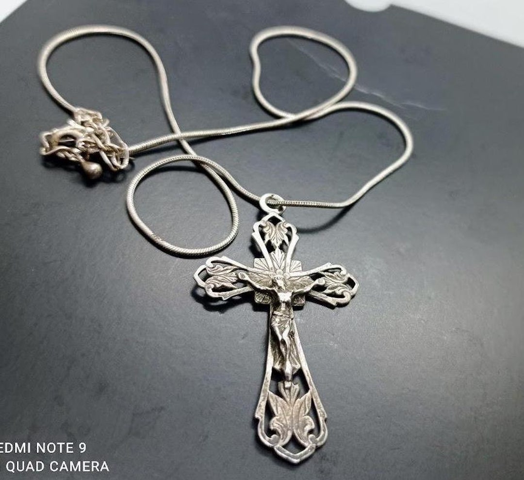 Old St Christ Crucifix Cross C1900 in Solid Silver Two Old Hallmarks ...