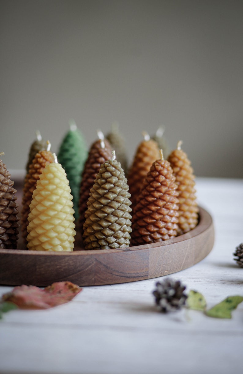 Pine Cone Candles Handmade From 100% Beeswax in Various Colors - Etsy