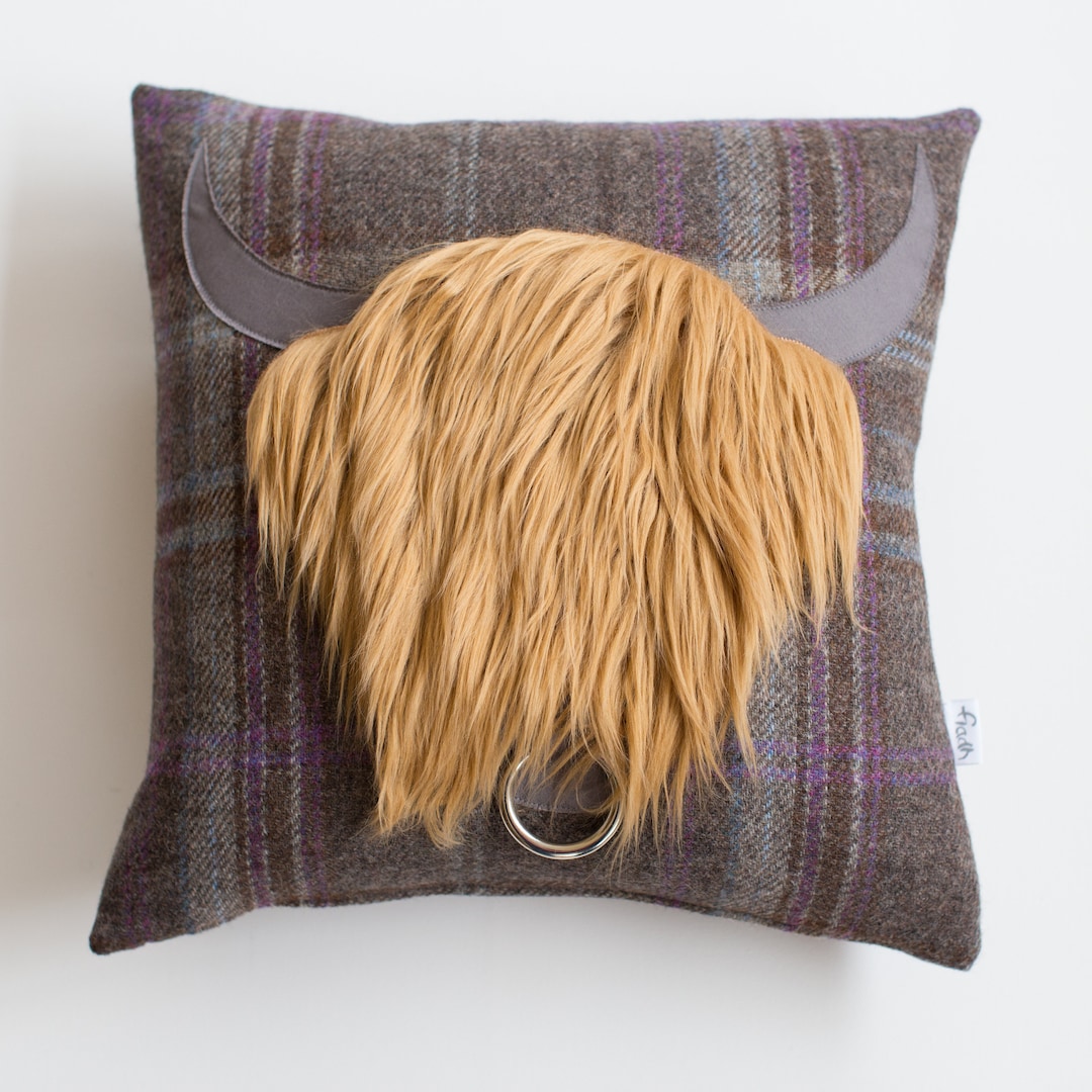 Hamish Highland Cow Cushion With Luxury Faux Fur, Christmas Gift ...