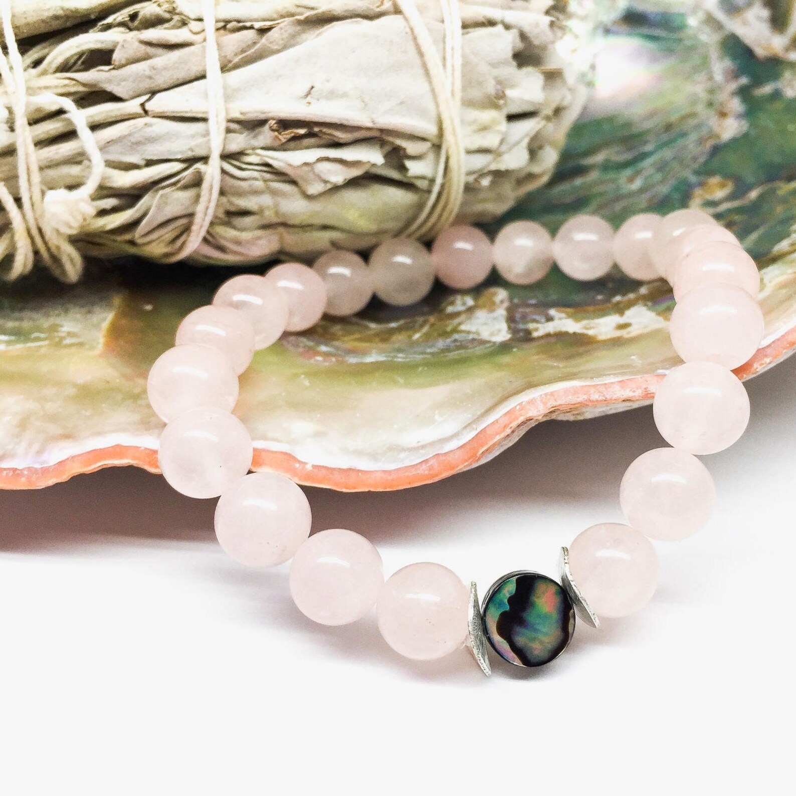 ROSE QUARTZ Abalone Bracelet | Etsy