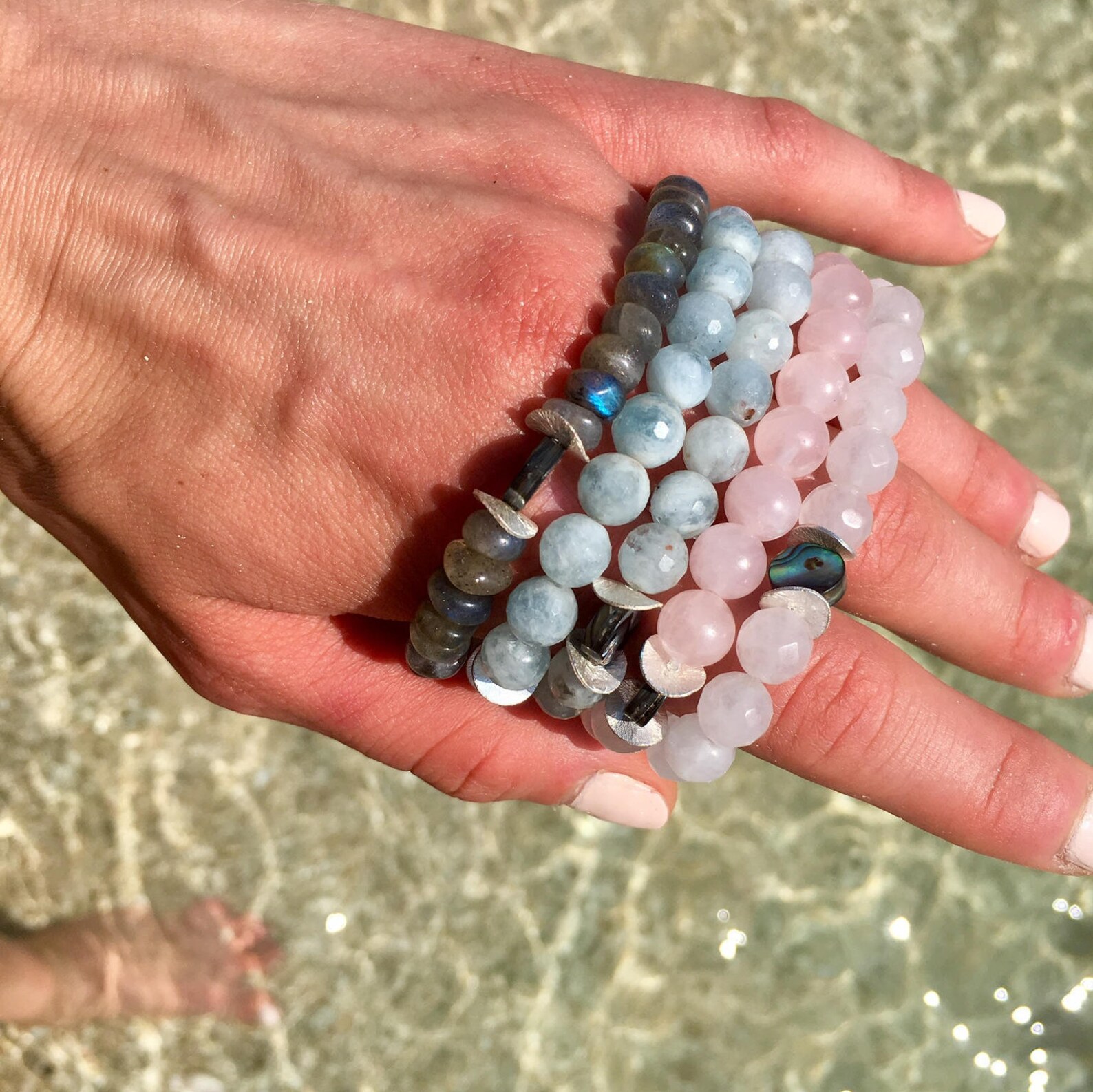 ROSE QUARTZ Abalone Bracelet | Etsy