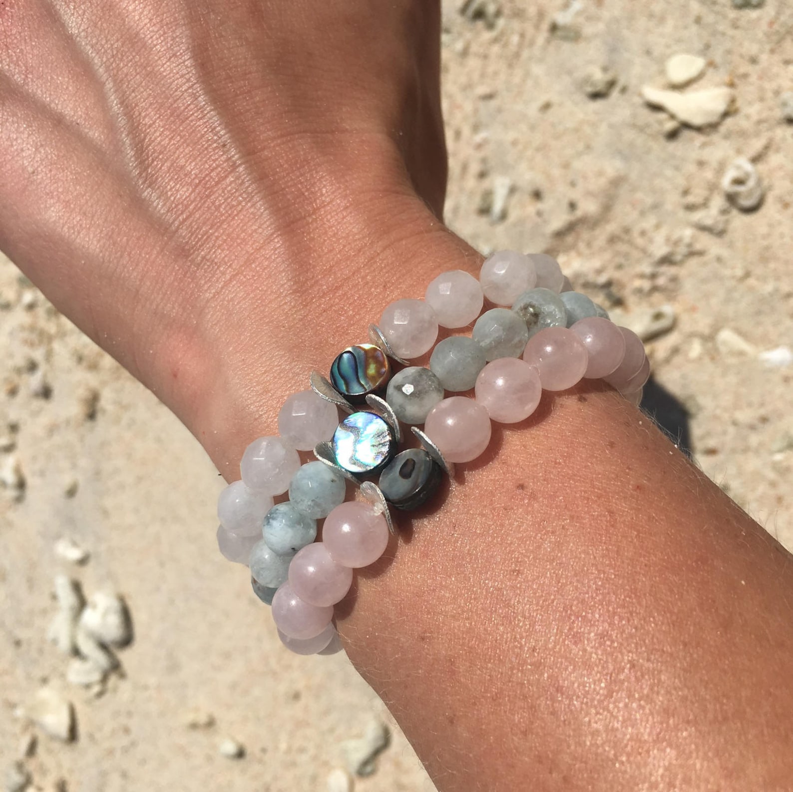 ROSE QUARTZ Abalone Bracelet | Etsy