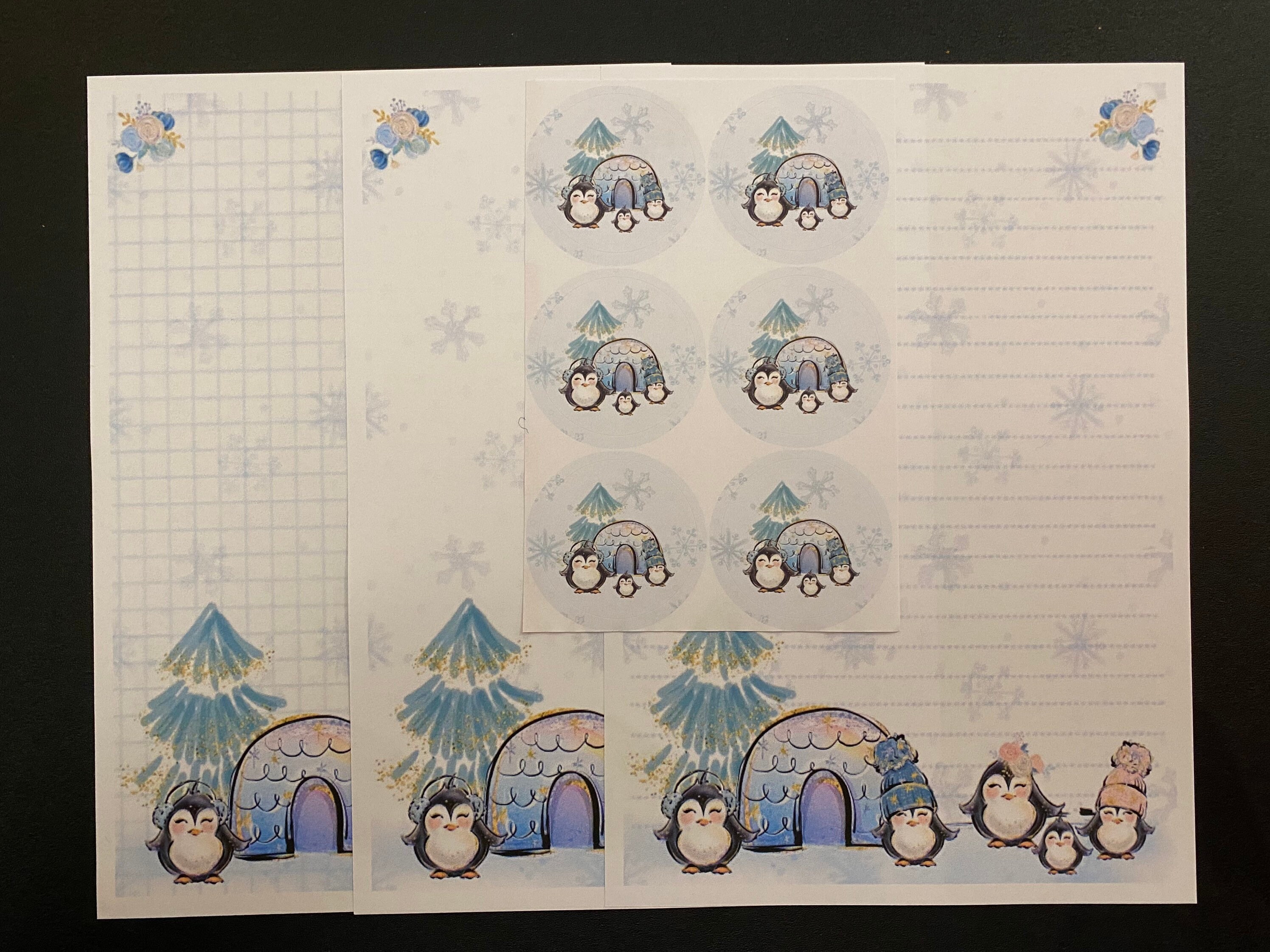 Penguin Stationery Letter Writing Paper and Set of Stickers | Etsy