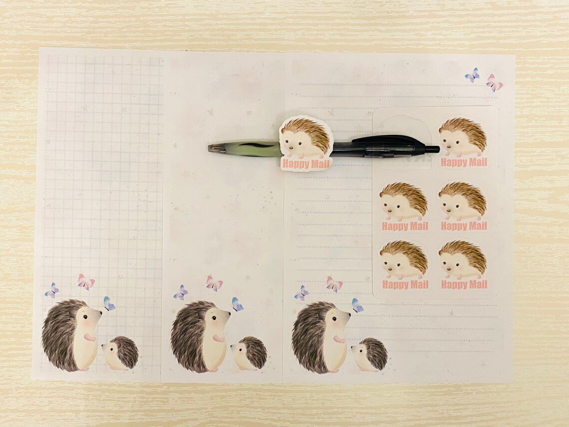 Little Hedgehog Stationery Letter Writing Paper & Stickers | Etsy