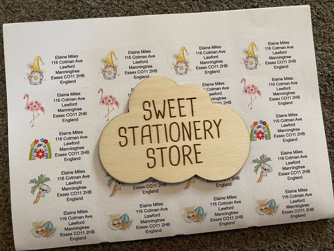 40 Personalised Address Labels, Summer Mix - Folded for Postage - Etsy UK