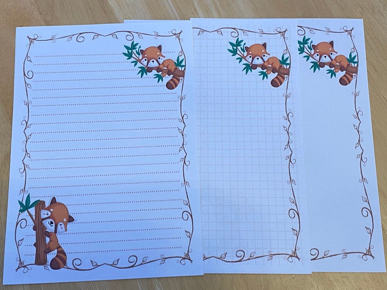 Red panda stationery letter writing paper & stickers set | Etsy