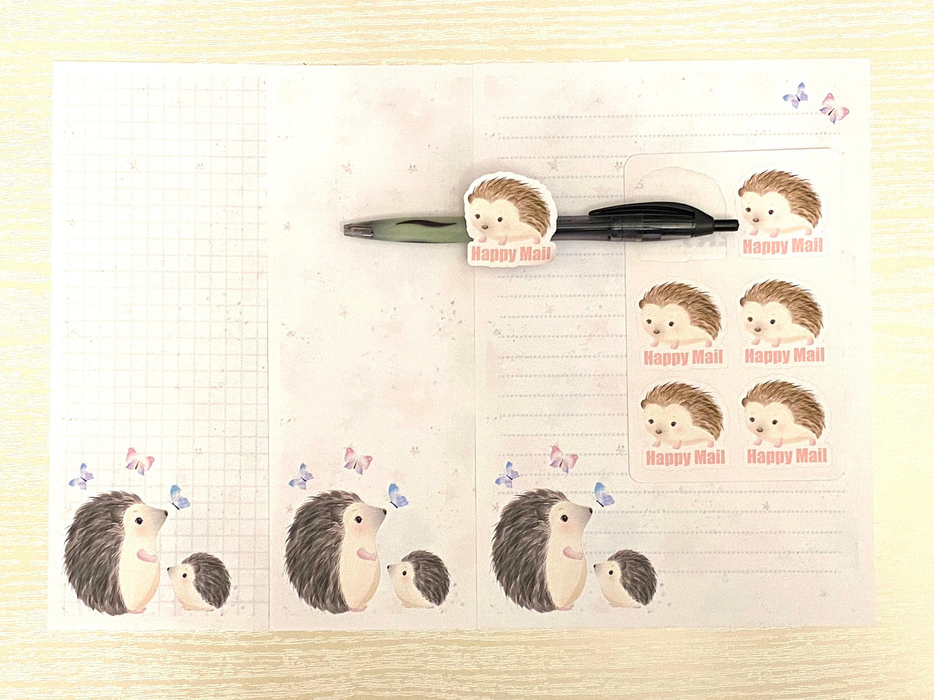 Little hedgehog stationery letter writing paper & stickers | Etsy