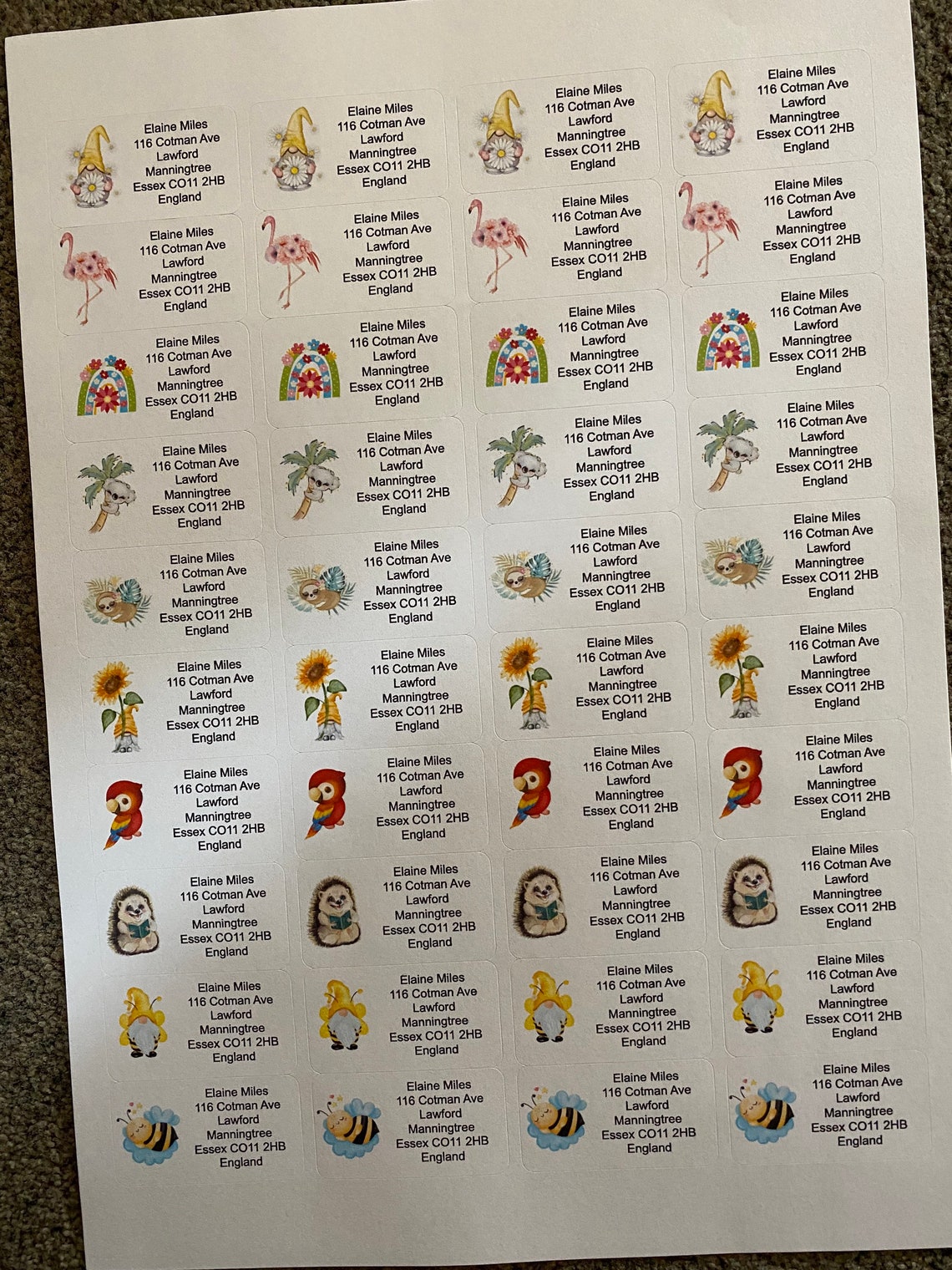 40 Personalised Address Labels, Summer Mix - Folded for Postage - Etsy UK