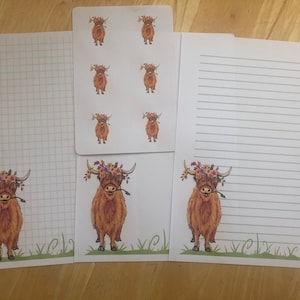 Highland Cow Stationery - Letter Writing Paper and Stickers Set - Etsy