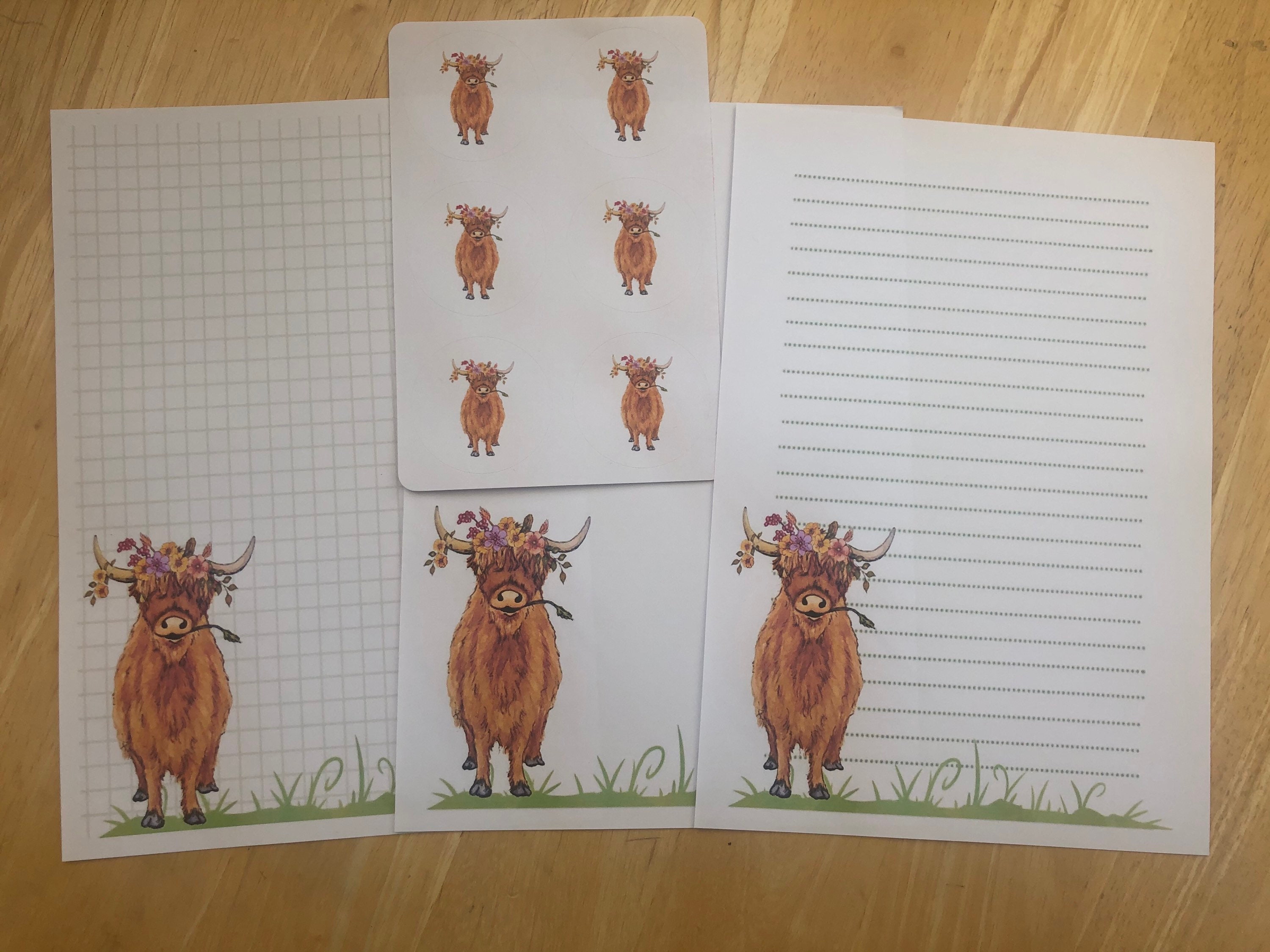 Highland Cow Stationery Letter Writing Paper and Stickers - Etsy
