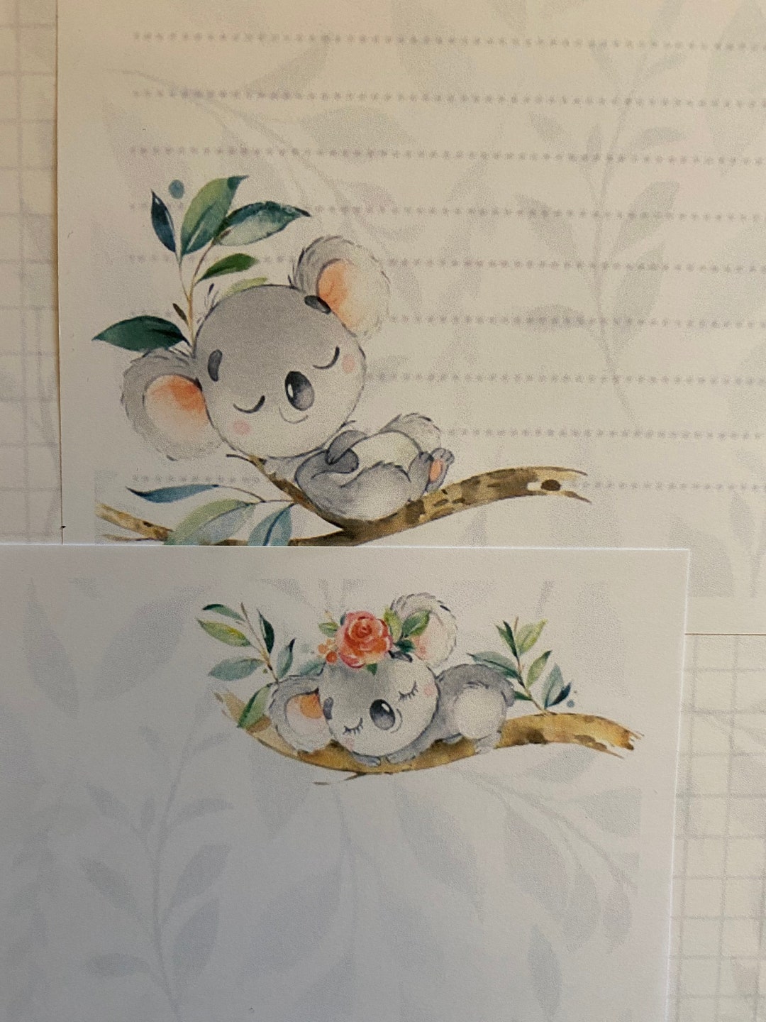 Sleepy Koala Stationery, Letter Writing Paper & Stickers Set - Etsy