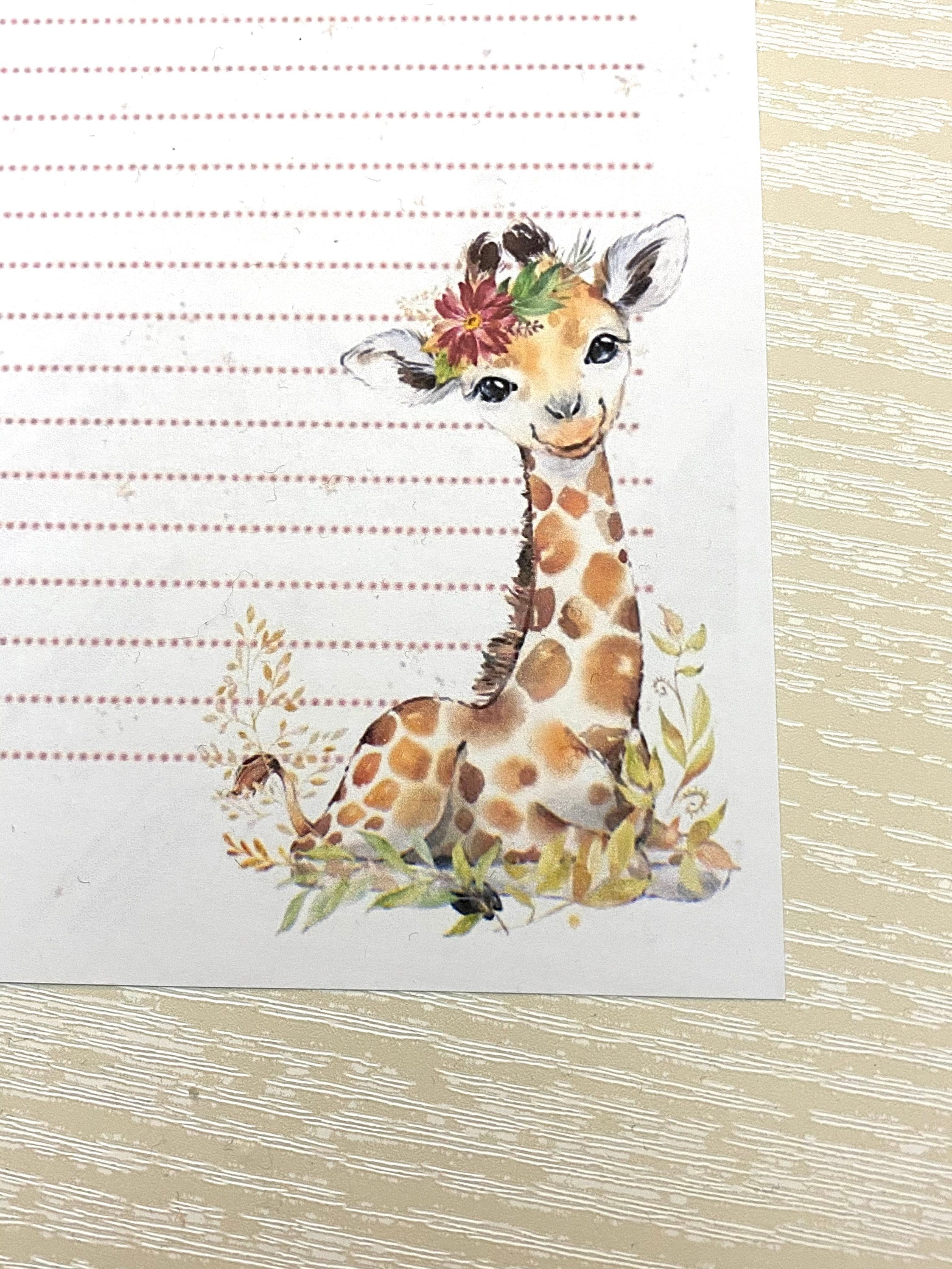 Gorgeous giraffe stationery letter writing paper & sticker | Etsy