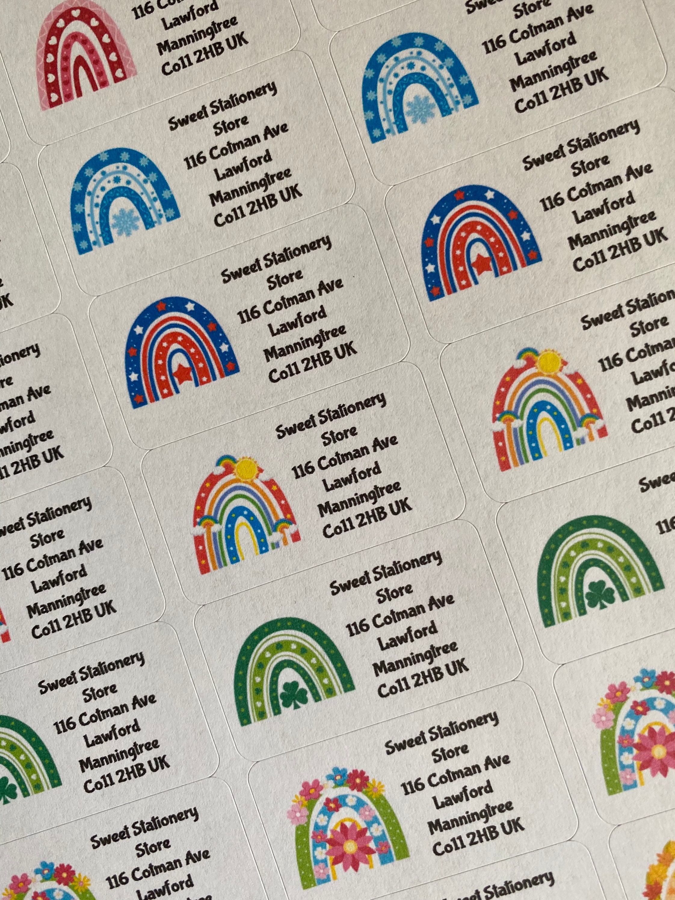 Personalised Rainbow Address Labels - Folded in Half for Delivery - Etsy UK