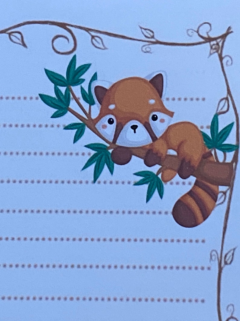 Red panda stationery letter writing paper & stickers set | Etsy
