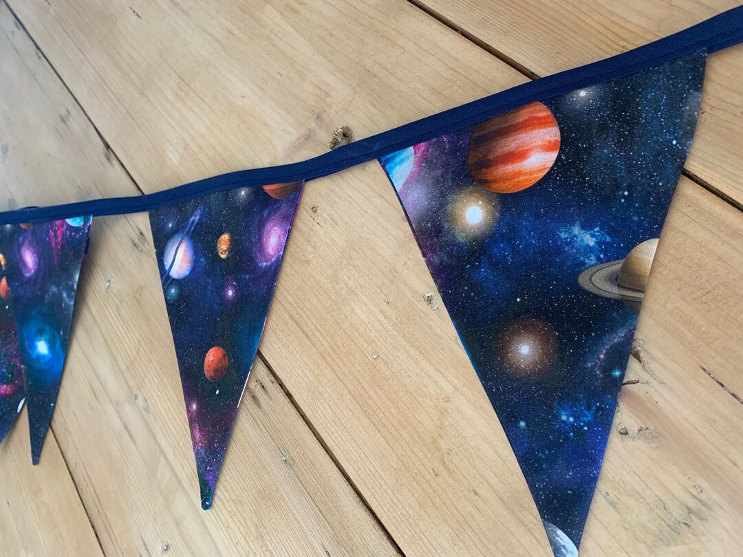 New Kids Space Bunting Galaxy Planet Navy Digital Printed Bedroom ...
