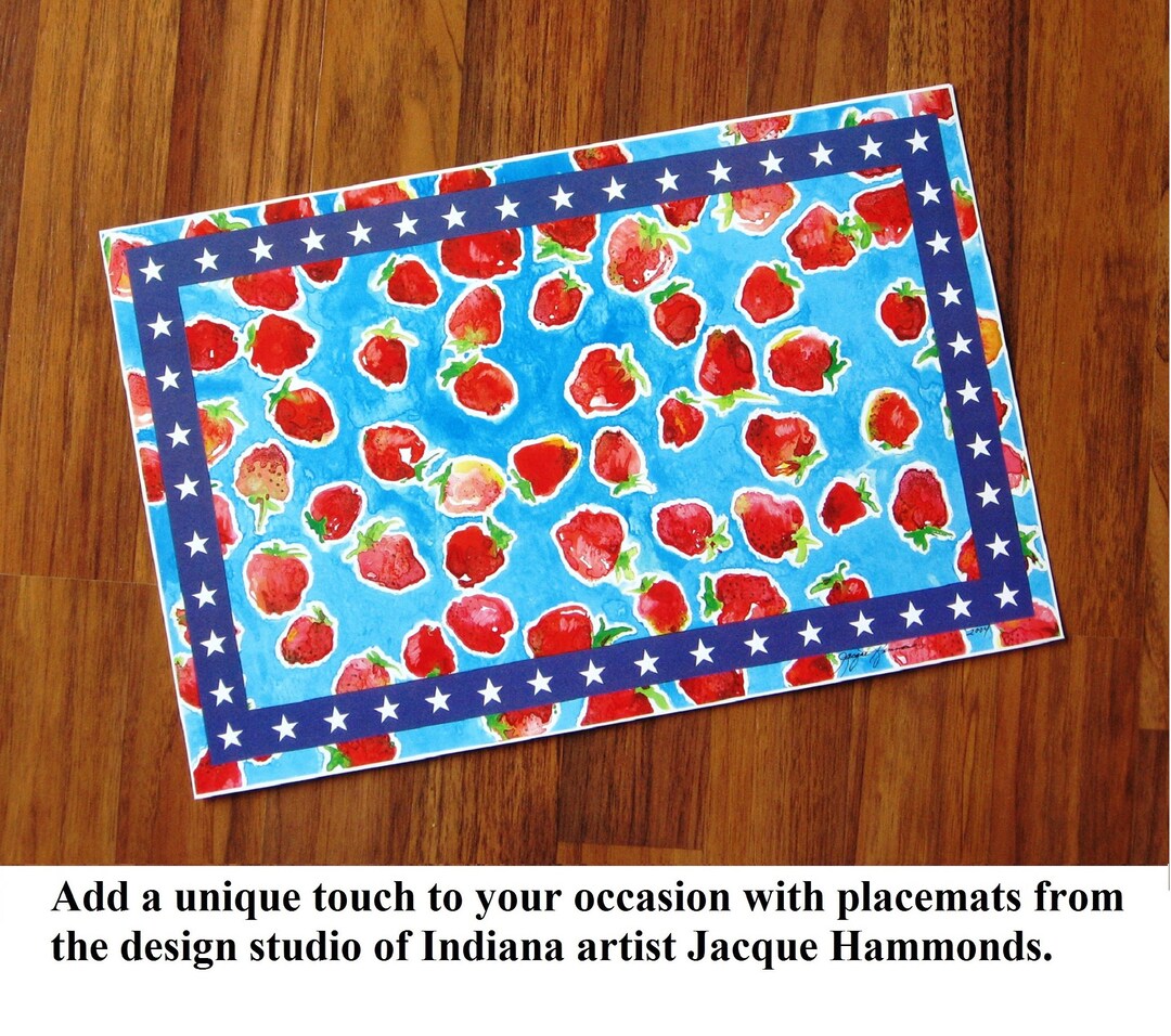 Strawberries Laminated Placemats-set of 4 - Etsy