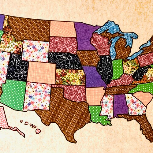 USA Patchwork Fabric Map PDF Pattern Tutorial. Easy - Etsy