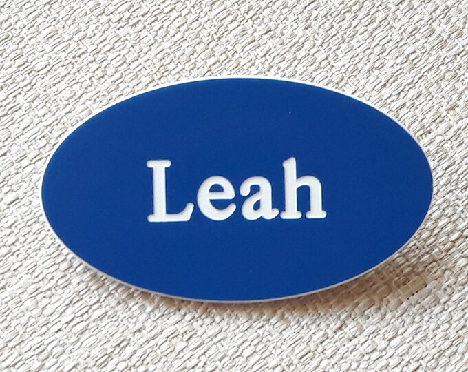Custom Engraved Oval Name Badge With Pin Back, Engraved Name Tags, Made ...