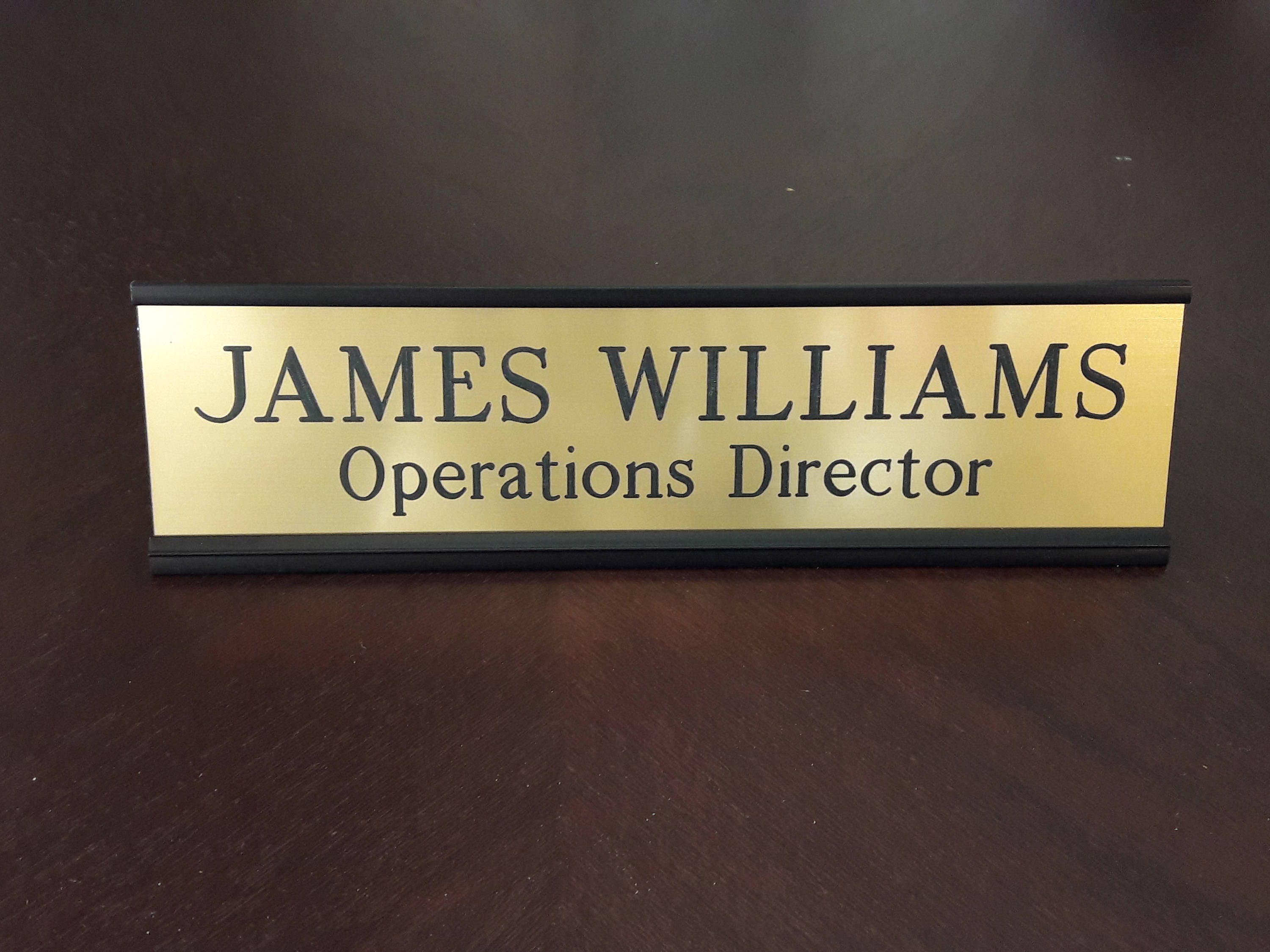 Engraved Name Plate With Black Desk Holder 2" X 8", Custom Name Plate ...