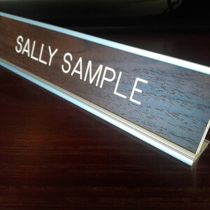 Name Plate for Desk, 2" X 10", With Satin Silver Holder, Custom ...