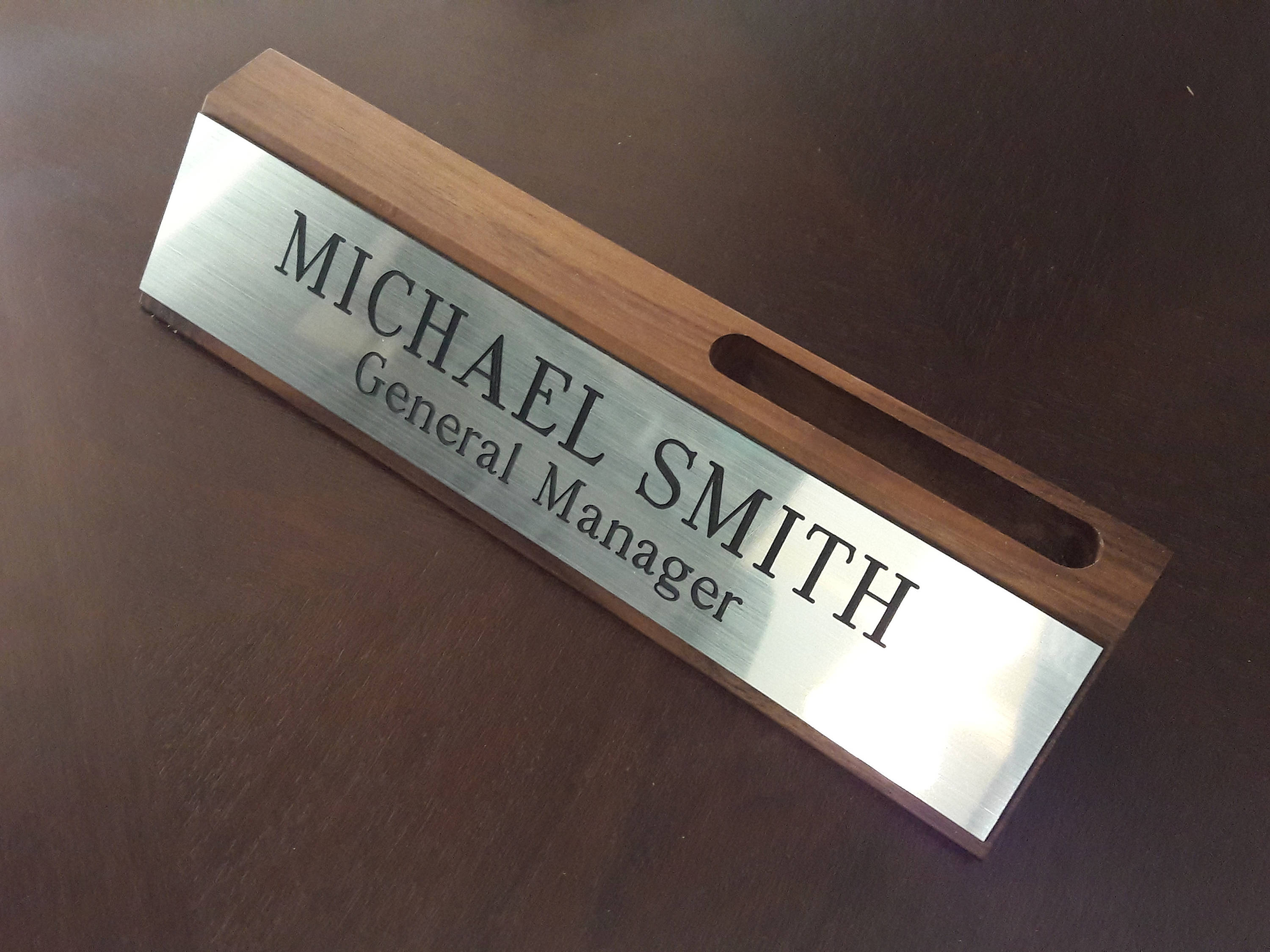 10 Solid Walnut Desk Wedge Card Holder Business Card | Etsy