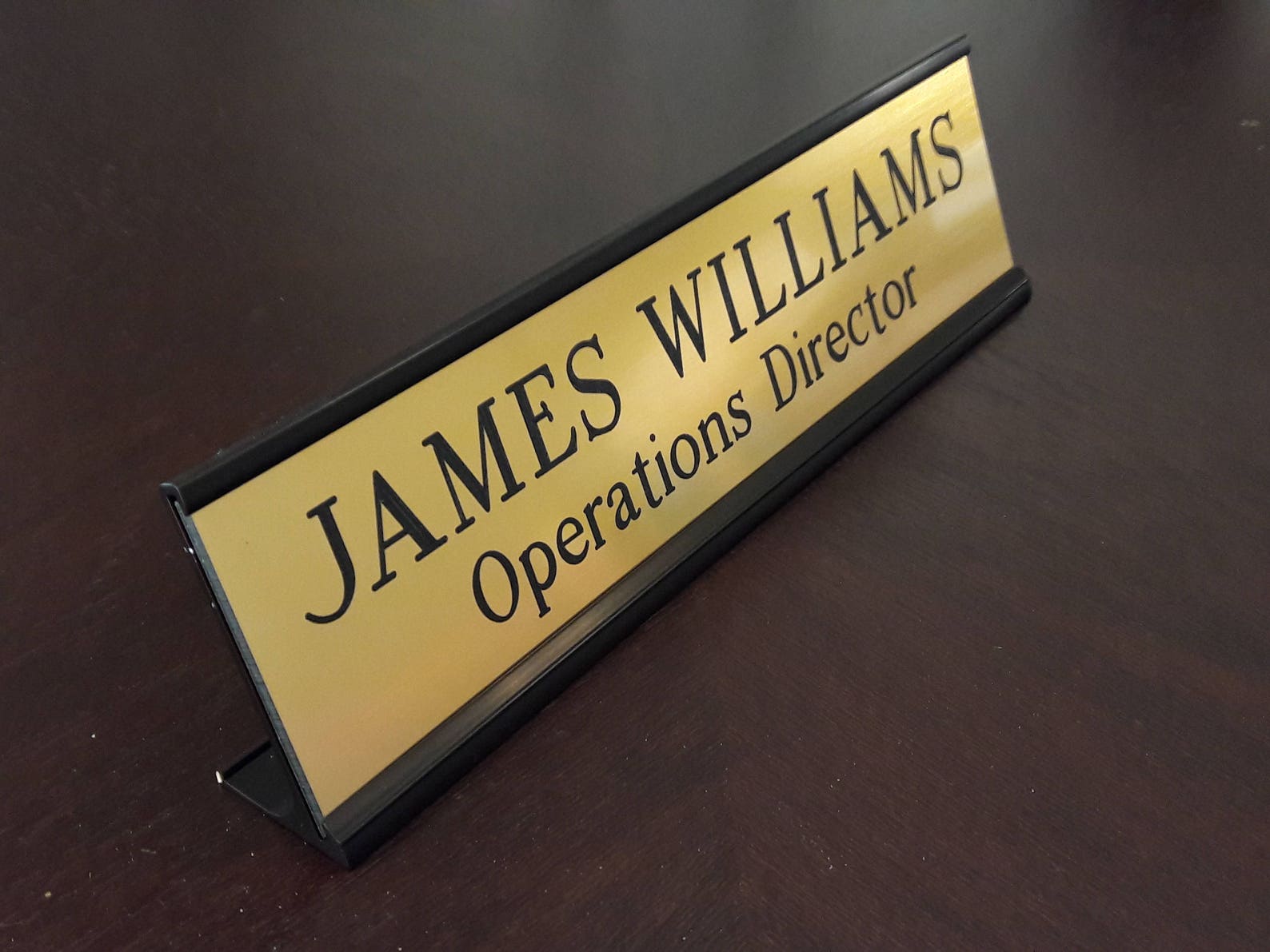 Engraved Name Plate With Black Desk Holder 2" X 8", Custom Name Plate ...