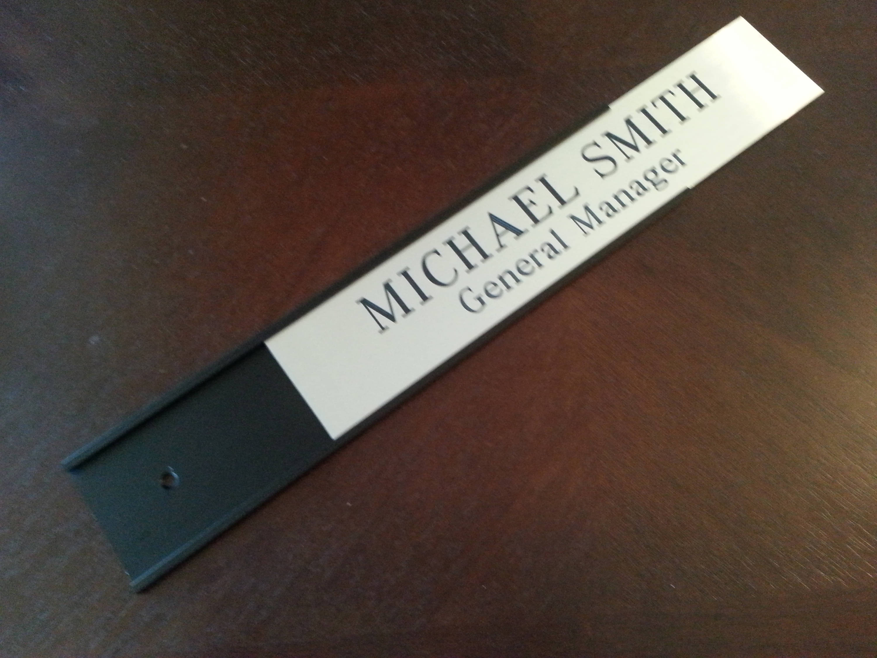 Custom Engraved Name Plate With Black Metal Wall Bracket - Etsy
