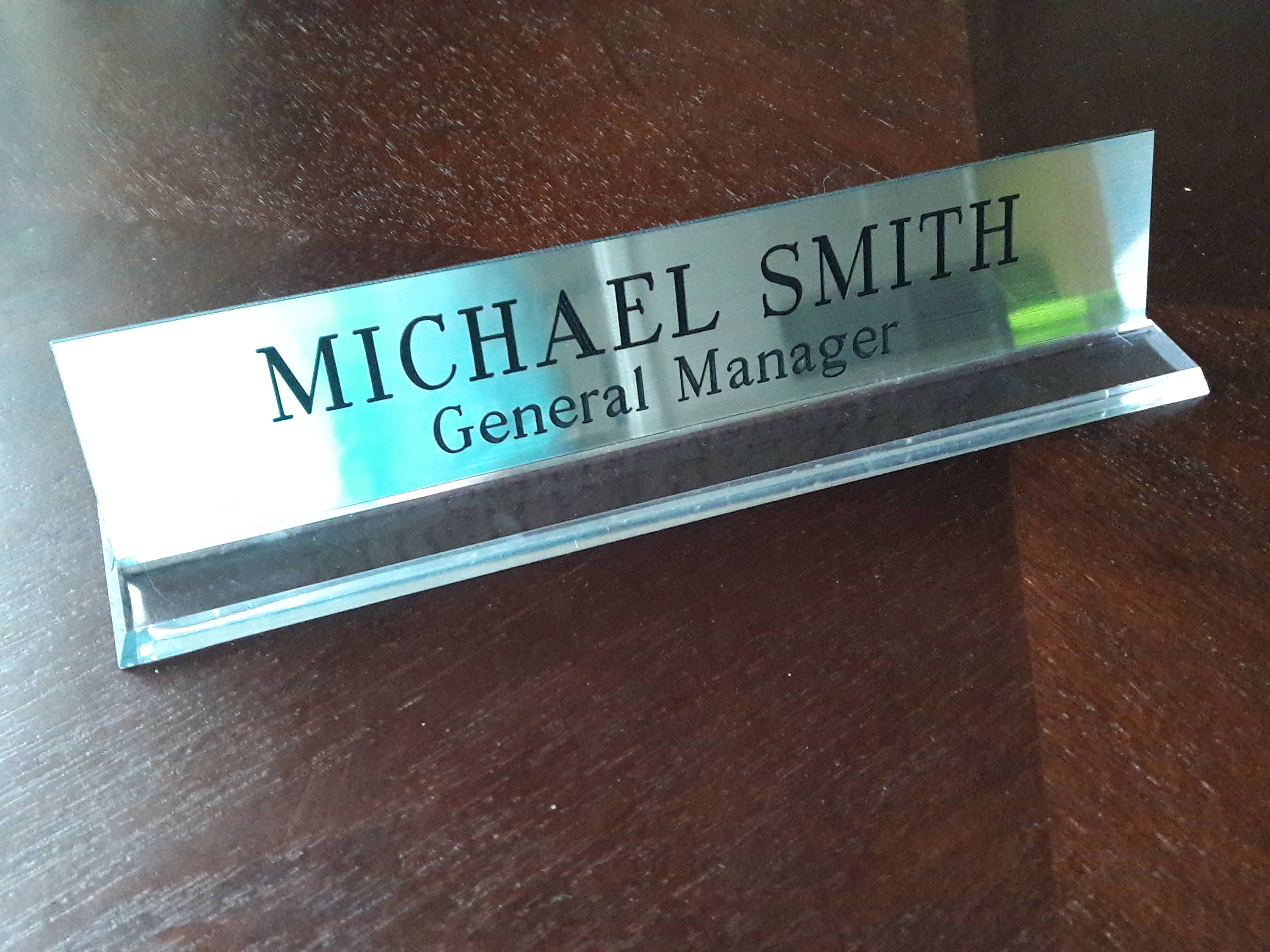 Personalized Desk Plate With Clear Base 2" X 10", Custom Engraved Desk ...