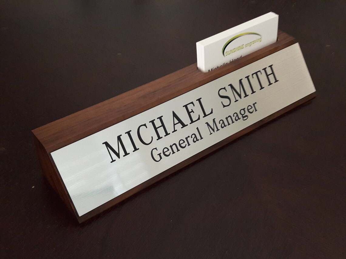 10 Solid Walnut Desk Wedge Card Holder Business Card | Etsy