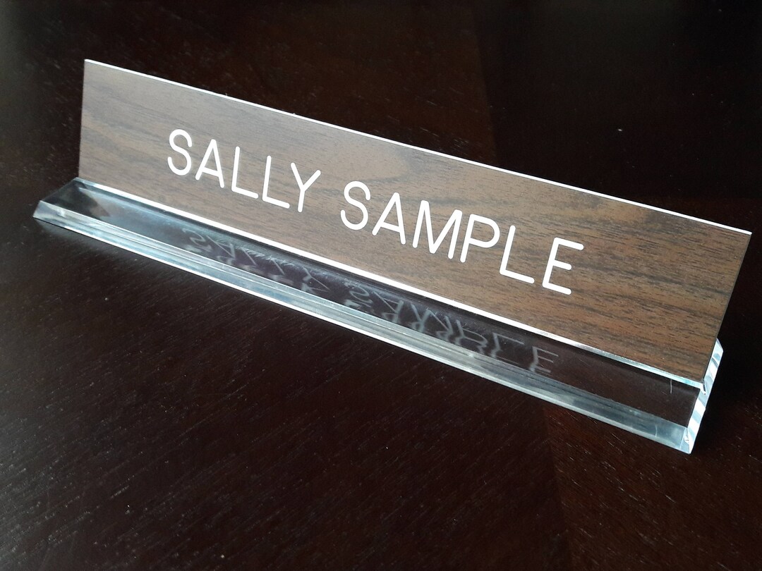 Personalized Desk Plate With Clear Base 2" X 10", Custom Engraved Desk ...