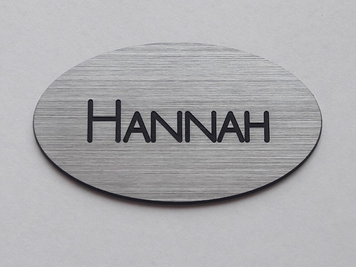 Custom Engraved Oval Name Badge With Pin Back Engraved Name - Etsy