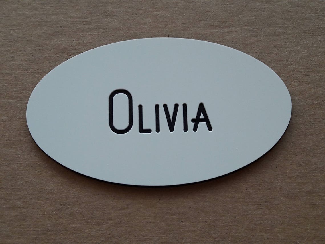 Custom Engraved Oval Name Badge With Pin Back Engraved Name - Etsy