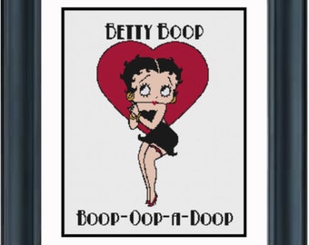 Betty Boop Black Dress Cross Stitch Pattern Pdf Format Delivered by ...