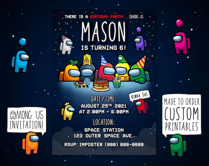 Among Us Invitation, Among Us Birthday, Among Us Invitation, Among Us ...