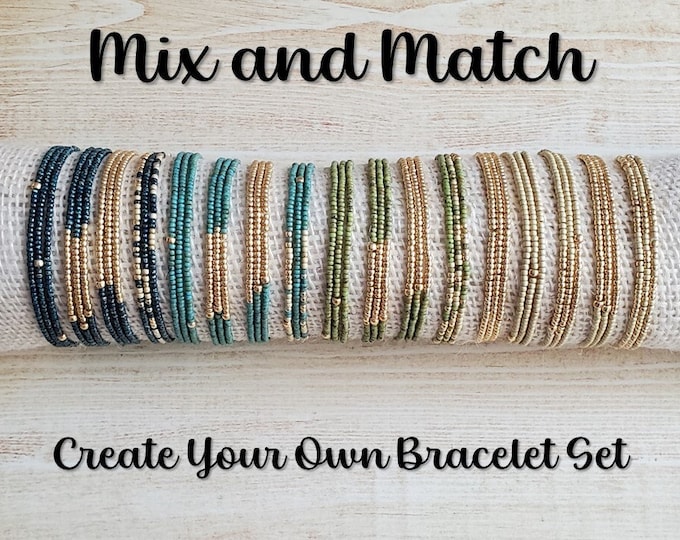 Dazzling Denim Beaded Bracelet Set | Stretch Bracelets | Tiny Bead ...