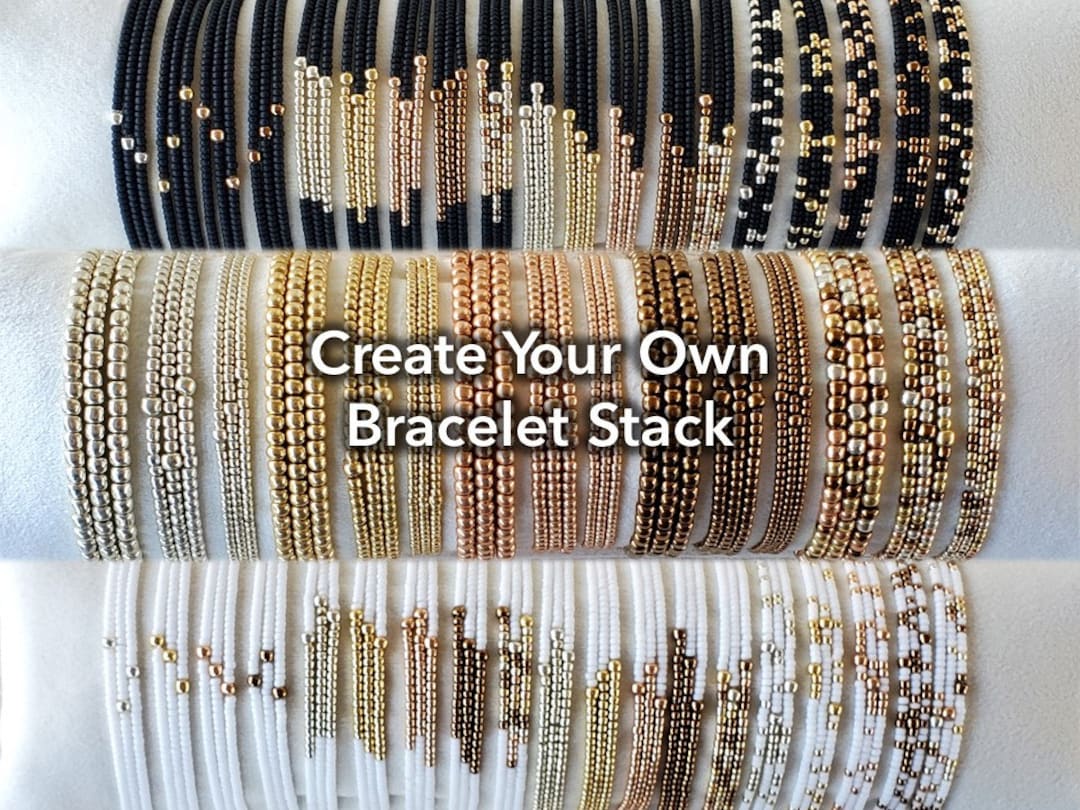 Small Bead Bracelet Stack Stretch Bracelet Set for Women Dainty ...