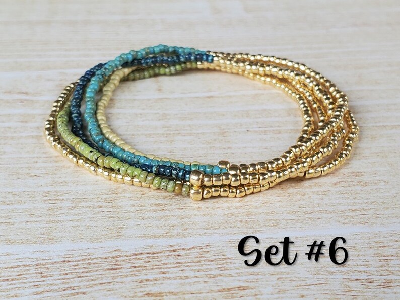 Stretch Bracelet Set Seed Bead Bracelets Minimalist Beaded - Etsy