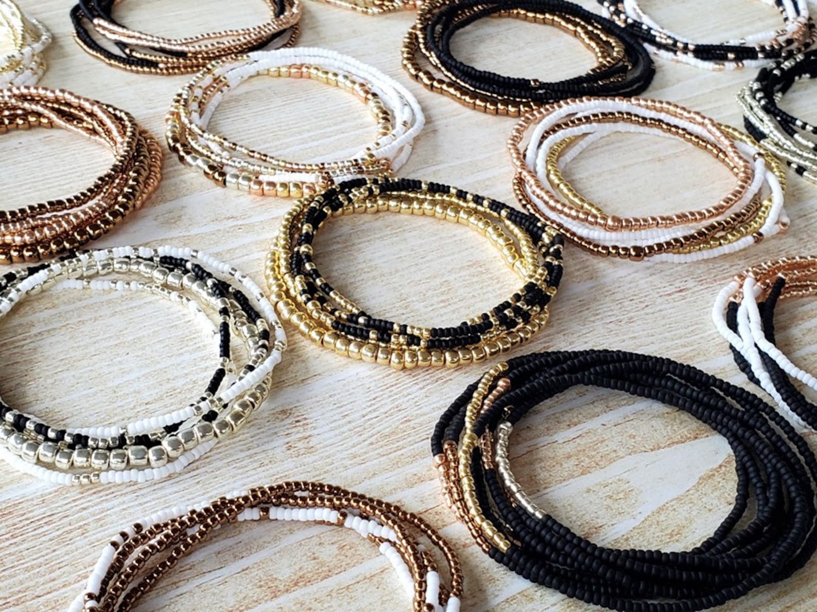 Small Bead Bracelet Stack Stretch Bracelet Set for Women Dainty ...