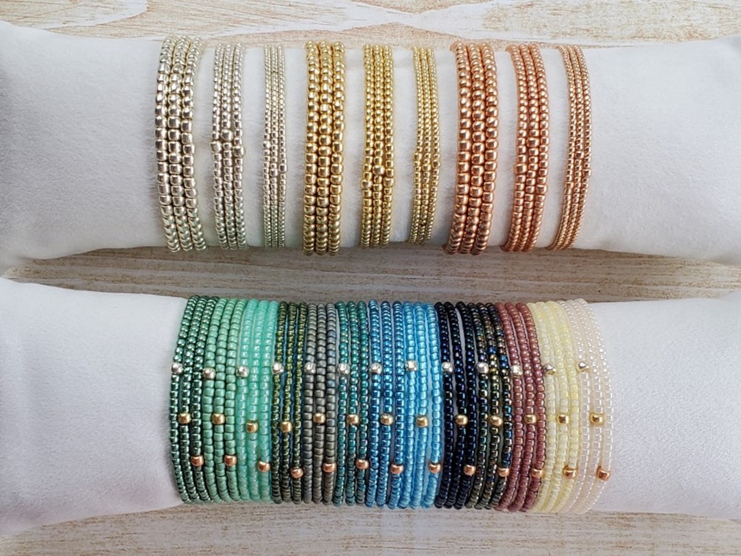 Seed Bead Stretch Bracelet Set for Woman, Minimalist Stackable ...