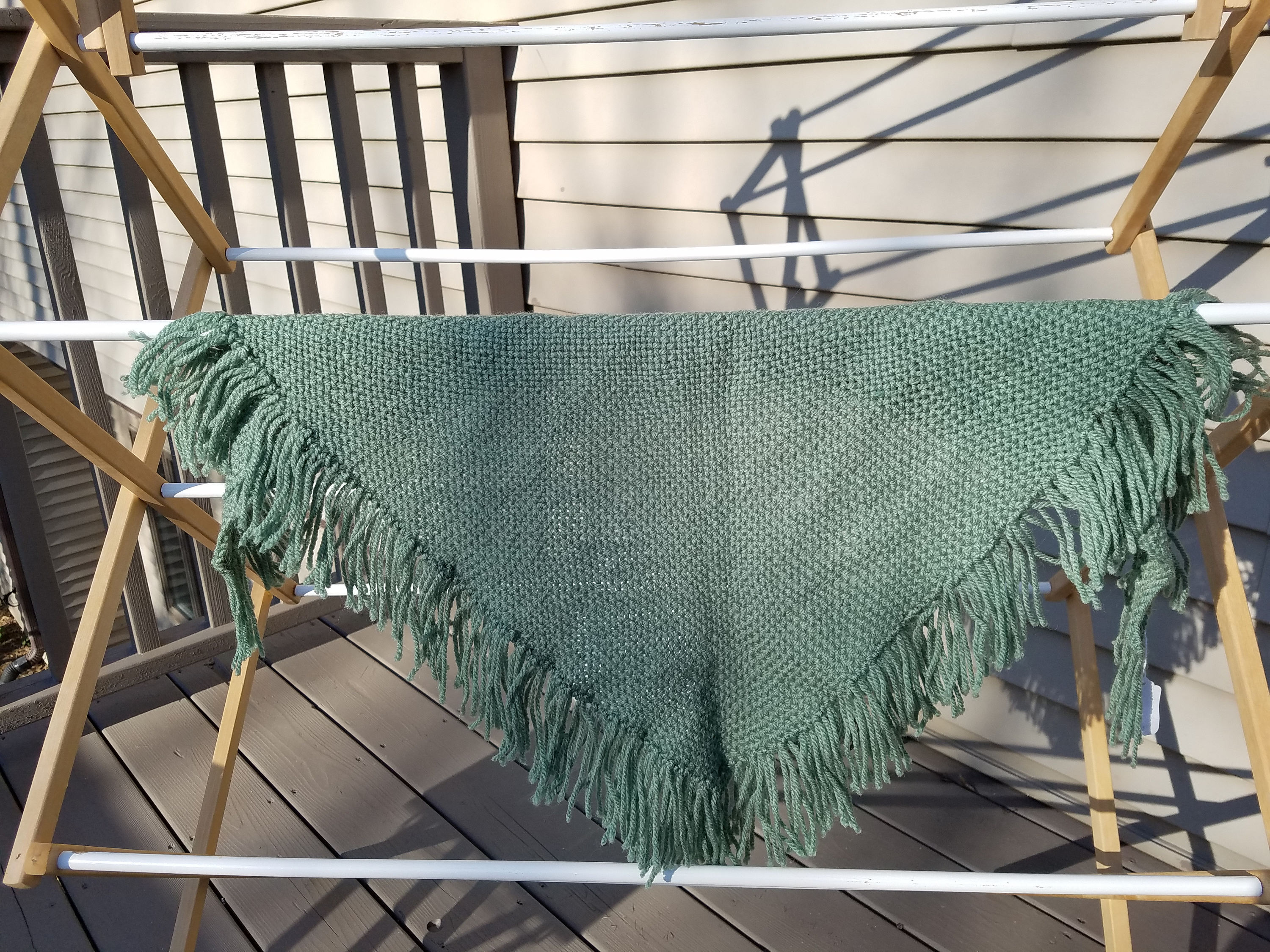 Girls Woven Wool Shawl 1 lt green 1 teal blue