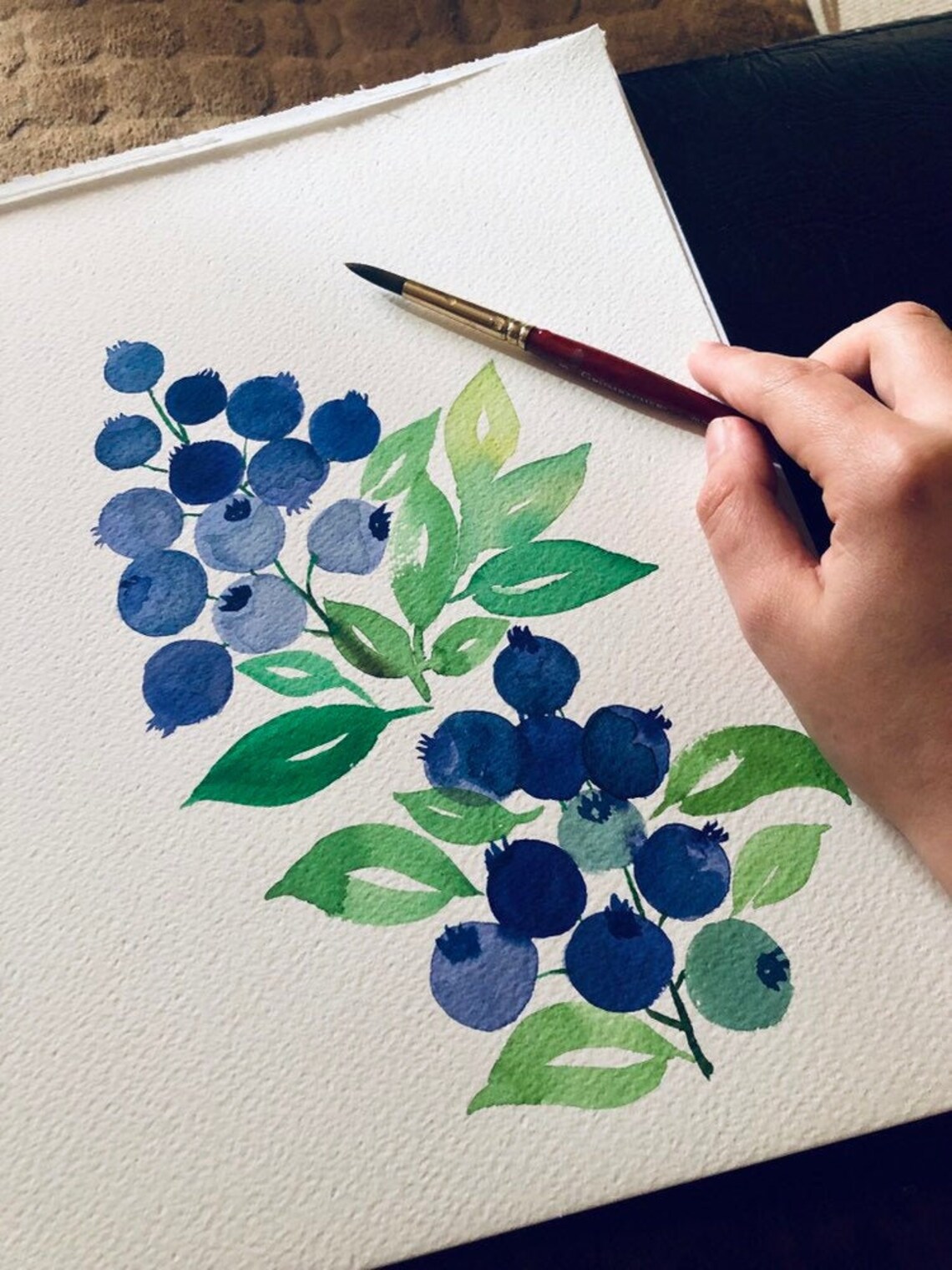 Blueberries Painting Blue Green Wall Art Food Artwork Original ...