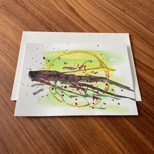 Sakura Water Color Card, Handpainted Card, Art Card, Abstract Card ...