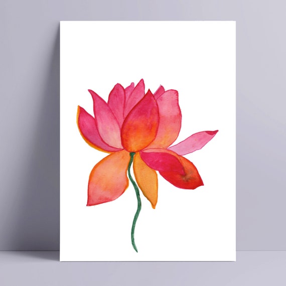 Printable Lotus Wall Art Red Lotus Flower Printable - Etsy