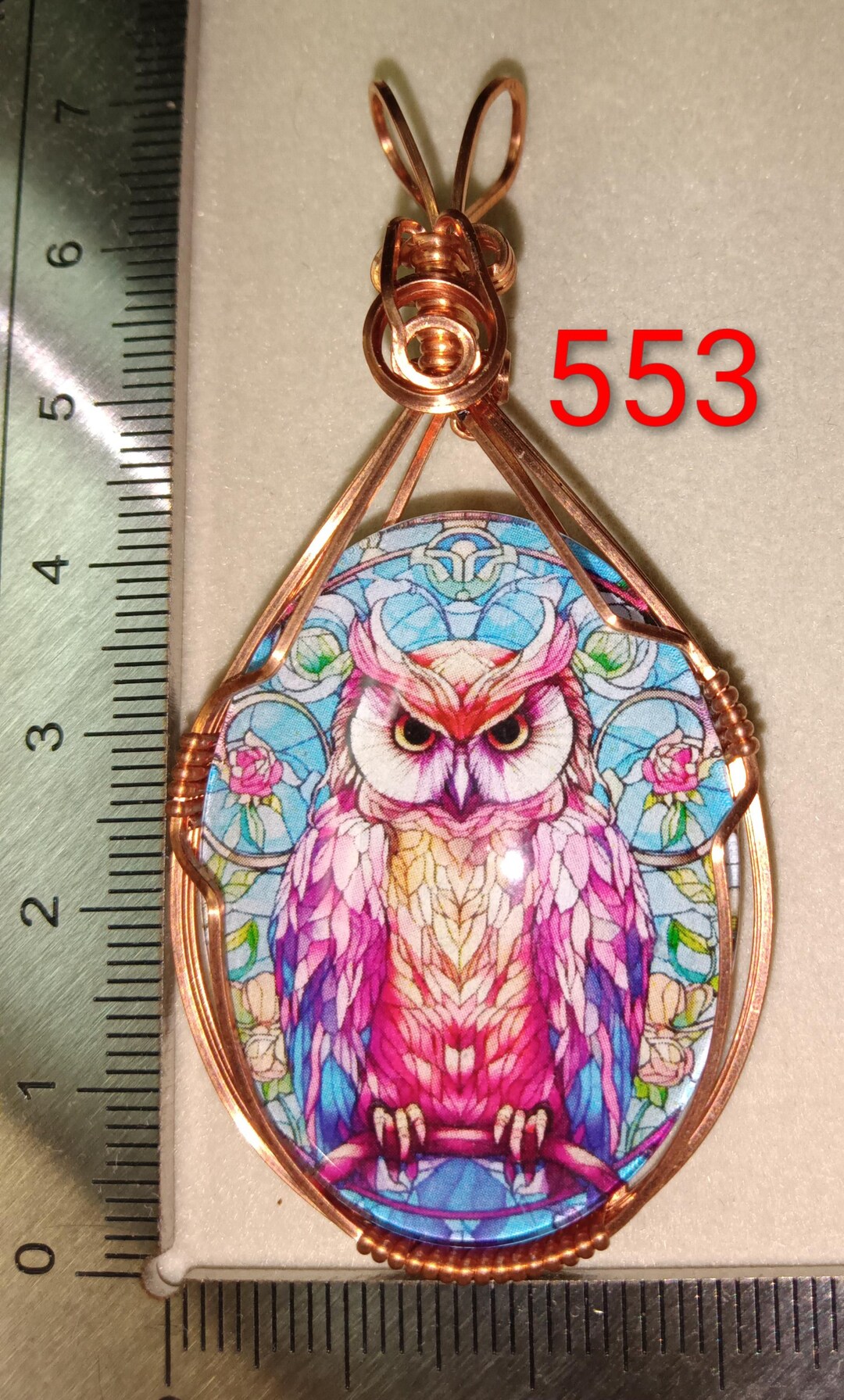 Glass Cab Wire Wrapped Pendant in Jewelers Copper Healing Gemstone ...