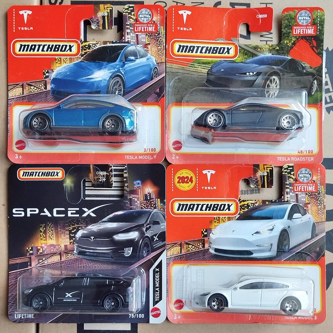 Gift Set of 4 Matchbox Tesla Elon Musk 1/64 Diecast Scale Models ...