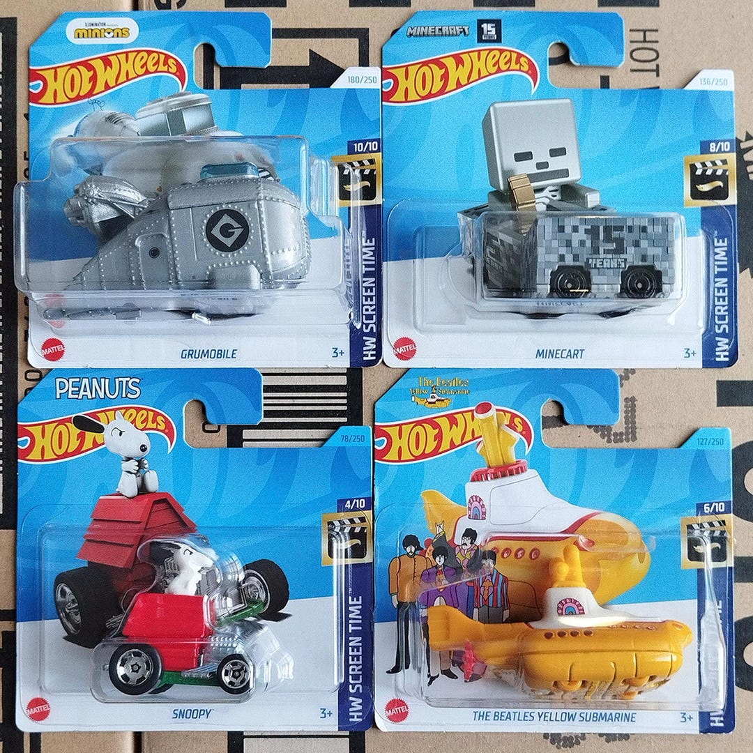 4 Hot Wheels Set Screen Time 1/64 Diecast Scale Models - Minions ...